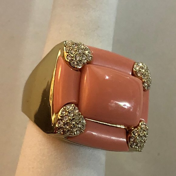 Camille Lucie | Jewelry | Coral Statement Ring Crystal Heart Camille ...